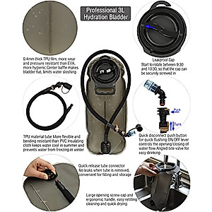 MARCHWAY Tactical Molle Hydration Pack Backpack with 3L TPU Water Bladder, Military Daypack for Cycling, Hiking, Running, Climbing, Hunting, Biking (Black)