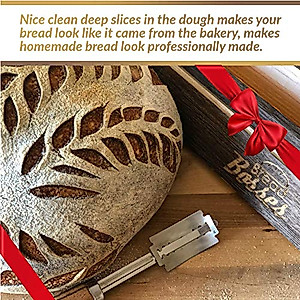 Bread Bosses 9 Inch Banneton Proofing Basket and Bread Bakers Lame Slashing Tool - Great as a Gift