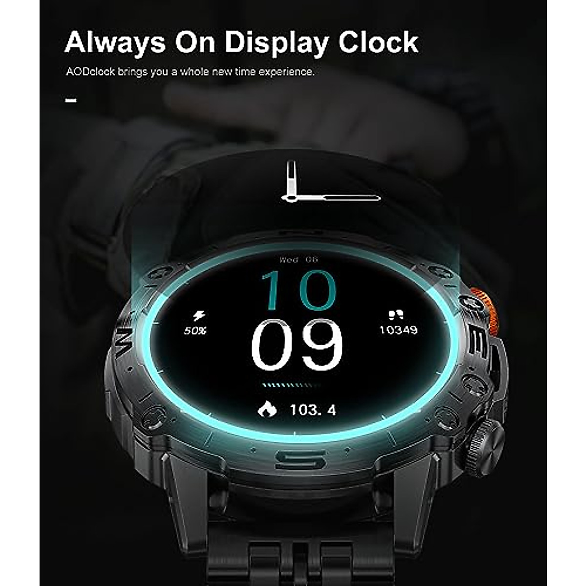 LIGE Smart Watch for Men Heavy Duty Make Call IP68 Waterproof with 1.43in AMOLED Touchscreen Always on Display Long-Lasting Battery Fitness Tracker Android iOS Military Smart Watch for Men