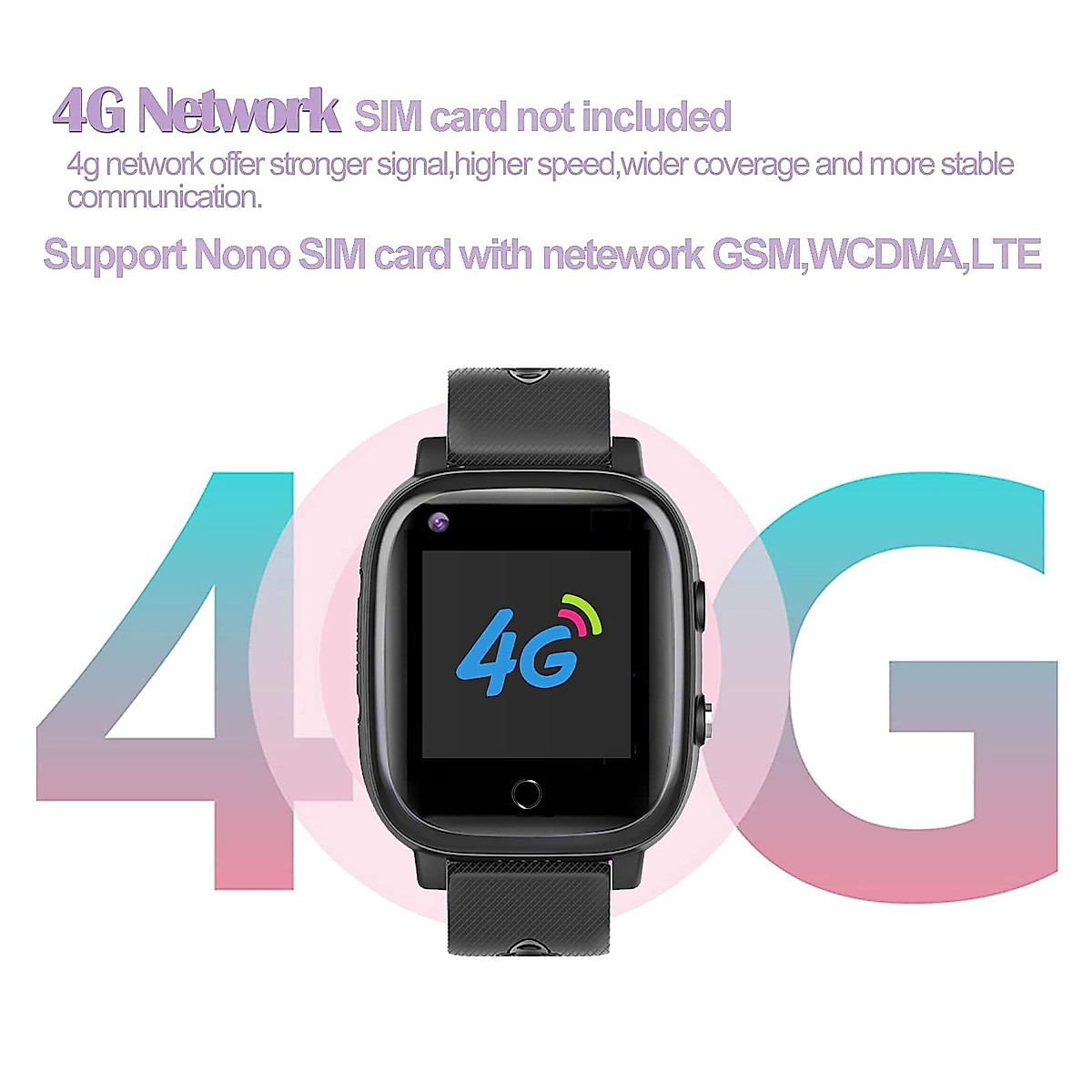 cjc 4G Kids Smartwatch with GPS Tracker,Smart Watch w Camera for Kids,2 Way Voice & Video Call SOS Alert Smartphone Cell Phone Smart Watch,4-15 Years Boys Girls Children Birthday, Black