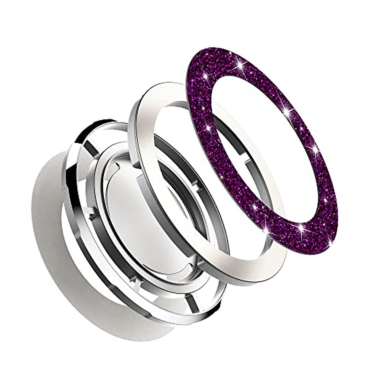 ROMSEA Glitter Compatible with Magsafe Socket Base Removable and Wireless Charging Compatible 【Base Only】 Work with Socket Grip, Ring Compatible with iPhone 14/13/12 Series,Glitter Purple.