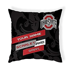 Ohio State Buckeyes Scarlet and Gray Throw Pillow | Personalized | Custom