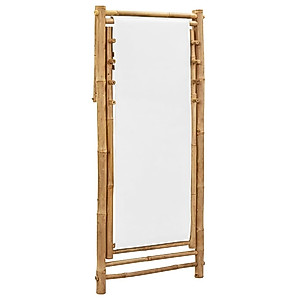 VRAXO Patio Deck Chair Bamboo and Canvas,Outdoor Chairs-16.28lbs