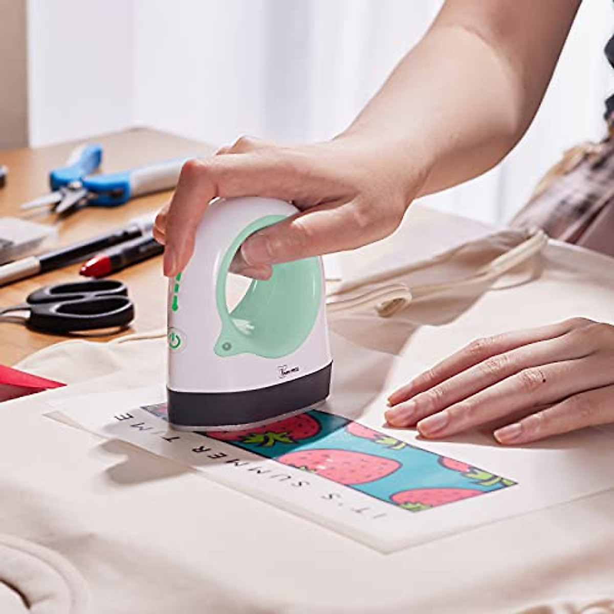 PowerPress Mini Heat Press Machine, Portable Heat Press Easy for T-Shirts, Shoes, Hats, Small Iron-on Vinyl Projects (Mint Green)