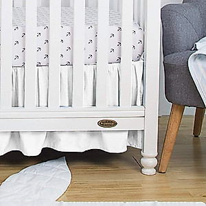 Navy Blue Ruffled Crib Bed Skirt - 100% Cotton - Nursery Crib Toddler Dust Ruffle Bedding Skirts for Baby Boy or Baby Girl - Crib Bed Skirt for Standard Crib, 14" Drop Dust Ruffle with Split Corner