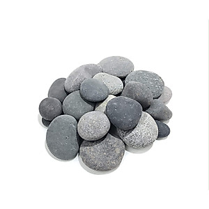 AA Plus Shop 50 Lb. Premium Black Grey Mexican Beach Pebbles 3-5 inches, Decor, Garden, Landscape, Pathways, Backyard, Rock Pebble