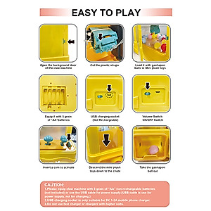 cxjoigxi Large Claw Machine for Kids Adults with Prizes, Adjustable Sound & Light, 2 Power Modes, Mini Candy Crane Vending Machines, Electronic Arcade Game Dispenser Toy for Girls Boys Gift - Bunny