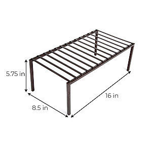 Smart Design Premium Cabinet Storage Shelf Rack - Large - 8.5 x 16 Inch - Steel Metal - Rust Resistant - Cupboard, Plate, Dish, Cup, Bathroom Counter and Pantry Organization Riser - Kitchen - Bronze