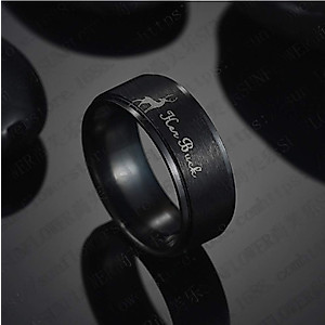 Blowin Romantic Black Stainless Steel Womens Ring His Doe Elk Promise Ring Engagement Wedding Band for Valentines Anniversary (Her Size 6)
