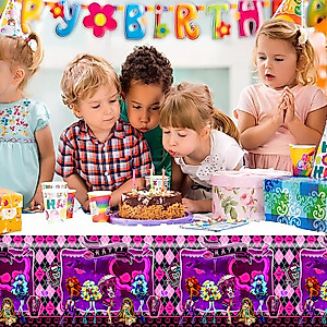 We1Fit 2Pcs Monster-High School Tablecloth Disposable Tablecover Birthday Party Supplies and Decorations for Kids Baby Shower Rectangle Tables 70"X42"