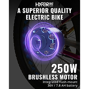 Hyper E-Ride BMX Fat Tire Electric Bike. 250w, 36v Battery, 26 X Inch Fat Tire Ebike with Pedal Assist, Single Speed, Front and Rear Disc Brakes, BMX Frame. Electric Bicycle for Adults. (Jet Fuel)