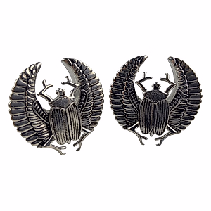 Mystic Metals Body Jewelry Pair of 316L Stainless Steel Scarab Beetle Saddle Spreaders (PS-302) (0g (8mm), Black)