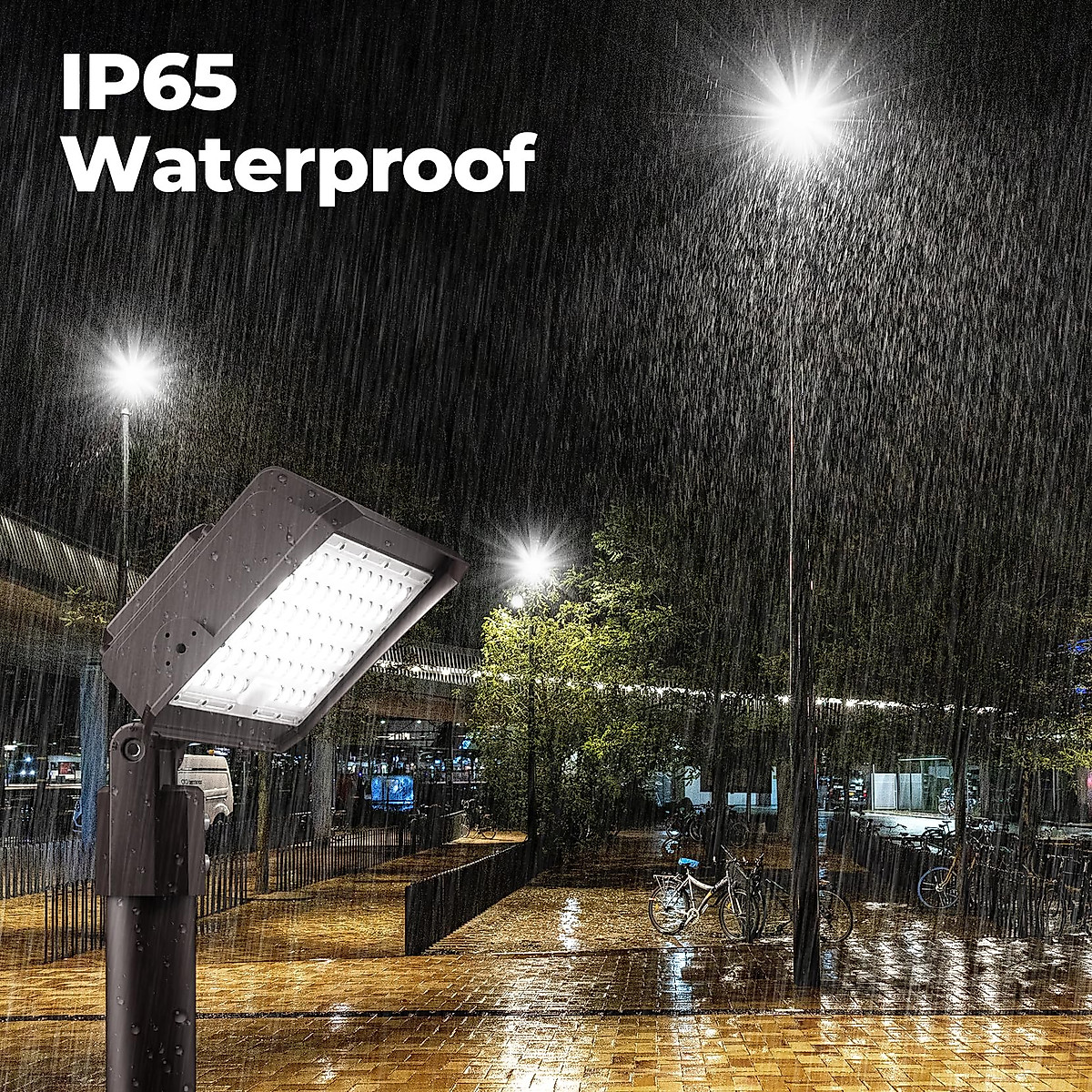 CINOTON 200W Outdoor LED Flood Light, 30000LM Parking Lot Lighting Dusk to Dawn, Adjustable Power IP65 Waterproof Security Wall Fixture with Slipfitter for Street 5000K Daylight ETL Listed 1 Pack