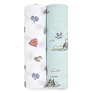 aden + anais Swaddle Blanket, Boutique Muslin Blankets for Girls & Boys, Baby Receiving Swaddles, Ideal Newborn & Infant Swaddling Set, Perfect Shower Gifts, 2 Pack, Hogwarts Essentials