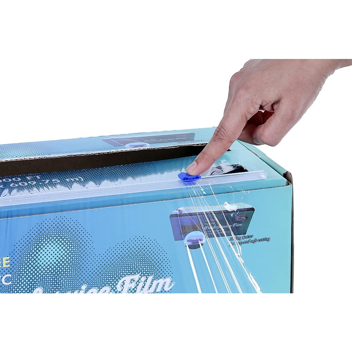 Forvara Non-PVC 18 inch x 2000 Feet Foodservice/Cutterbox Film, 1 Roll Microwave Safe Cling Film for Clear Plastic Food Wrapping (BPA-free,Chlorine-free and Odourless)