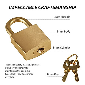 Luggage Lock,WULALACK Small Brass Locks with Keys, 3/4-Inch Body Width Small Padlock, 6-Pack Mini Locks with Same Key