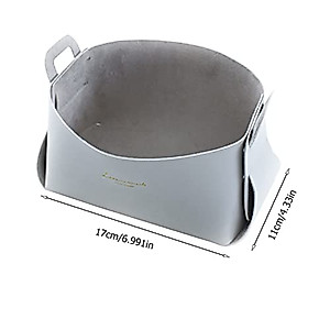 Cabilock Box Handle Flowers Basket Room Leather Desk for Wallet Storage Coin Decoration Baskets Fruits Small Cube Toys Bedside Jewelry Grey Collapsible Living Assembled Organizer Holder