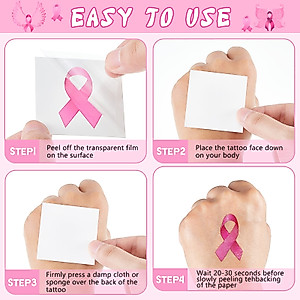 288 Pieces Pink Ribbon Temporary Tattoos Breast Cancer Awareness Tattoo Breast Cancer Stickers Breast Cancer Temporary Tattoos Pink out Tattoos Pink Ribbon Face Decorations for Party