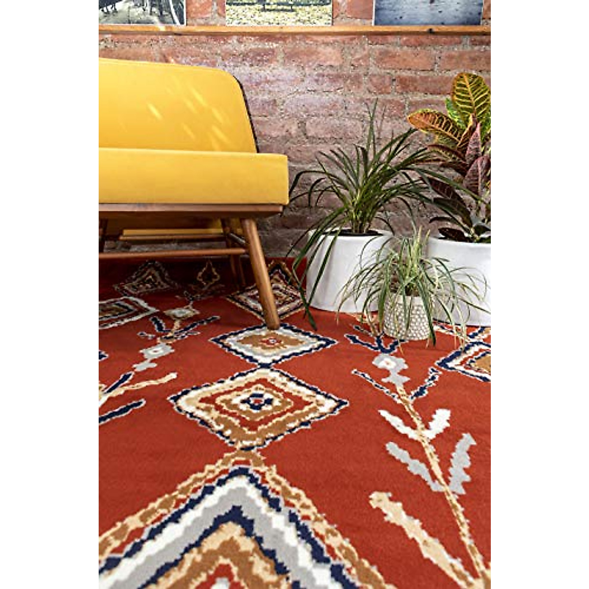 Furnish my Place Moroccan Diamond Rug - 7 ft. 8 in. x 11 ft, Rust, Geometric, Accent Rug with Transitional Style