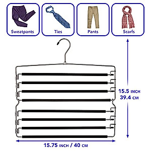 USTECH Metal Space Saving Hangers for Closet Organization | Heavy Duty Foam Padding, Non-Slip & Removable Trouser Bar for Convenient Functionality | Folding Mechanism for Easy Storage | Pack of 2