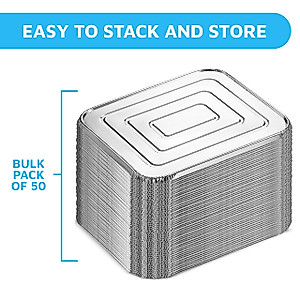 MontoPack Half-Size Aluminium Foil Lids | [50 Pack] | Perfect Fit for 9x13 Roasting Pans | Premium Quality for Baking & Catering | Disposable Food Prep Containers Lids