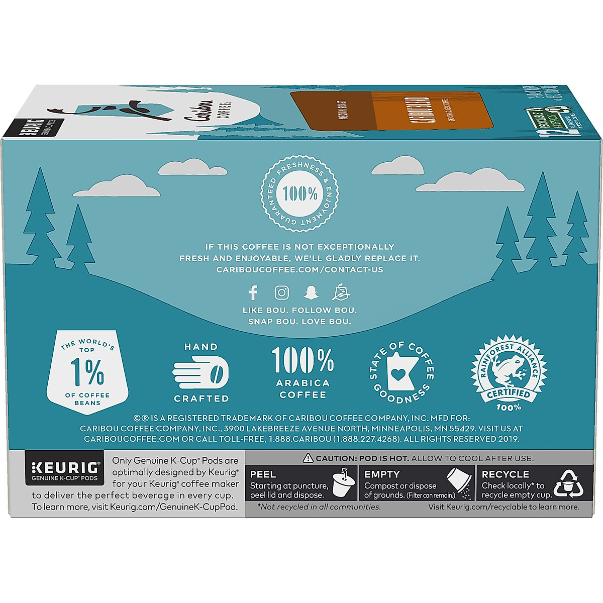 Caribou Coffee Caribou Blend, Single-Serve Keurig K-Cup Pods, Medium Roast Coffee, 12 Count (Pack of 6)