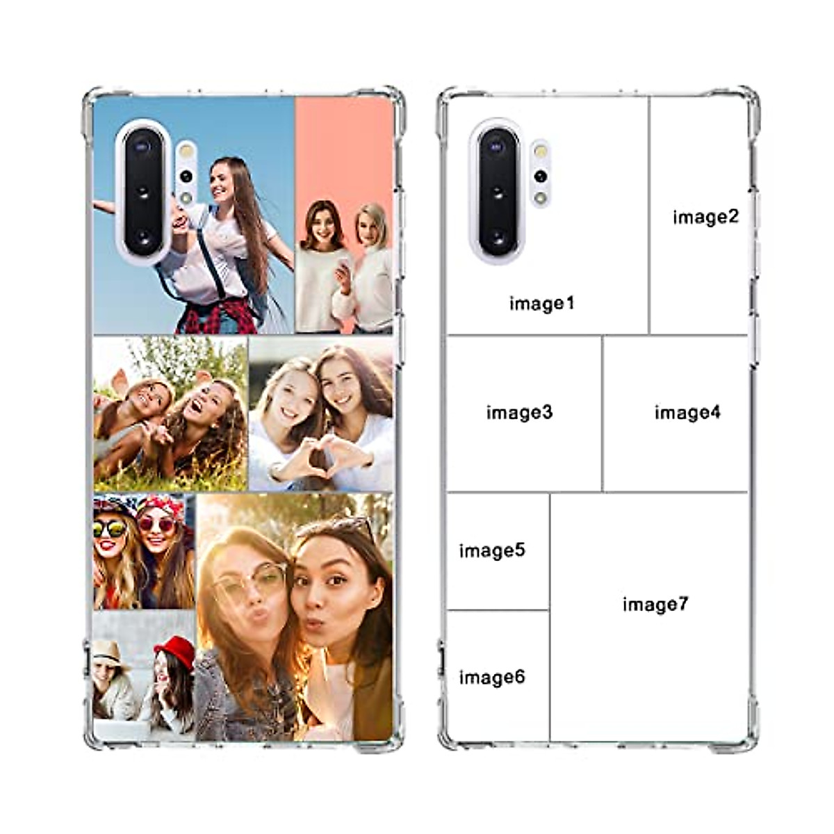 Custom Phone Case for Samsung Galaxy Note 10 Plus,Personalized Multi-Picture Photo Phone Cases,Customized Phone Cover for Birthday Xmas Friends Her and Him, Clear Soft Case