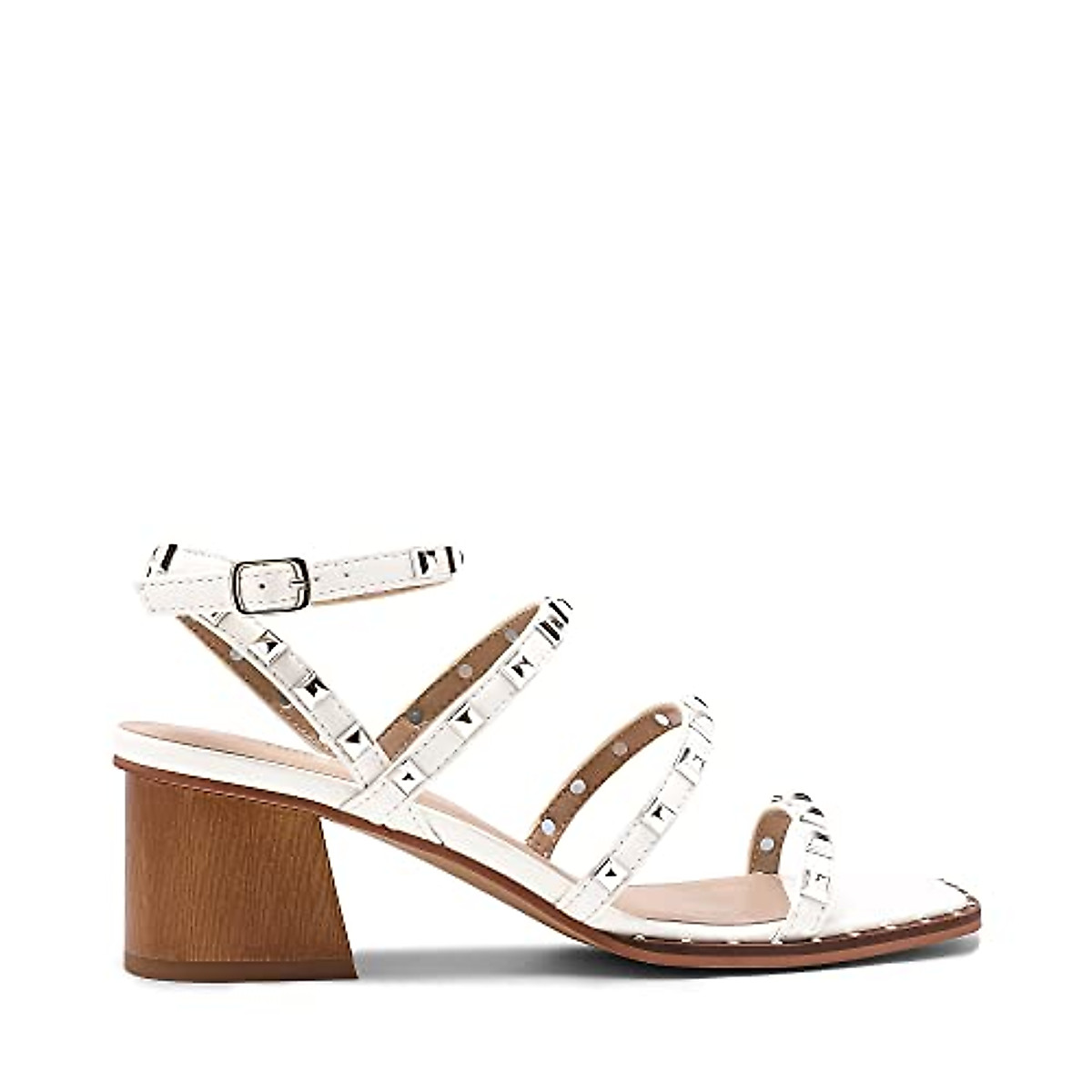 DREAM PAIRS Clear Heels for Women Sexy Chunky Block Square Toe Heels Rivet Studded Wedding Shoes Low Heels Open Toe Bridal Pumps Sandals Clear Rhinestone Size 10 SDHS2223W