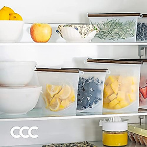 Reusable Silicone Food Storage Bags Bundle, 15 Pack | Includes 35oz Medium Food Preservation Bags set of (4), Beeswax Wrap Set of (3), Silicone Stretch Lids Set of (6), Bag Holder & Cotton Storage Bag as Packaging