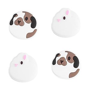 PAWSWORLD Cute Switch Thumb Grips Caps for Switch/Switch Lite/Switch OLED Rabbits Joystick Dust Jacket Silicone Joycon Grip Covers Anti-Scratch 4PCS Switch Button Caps - Fluffy Bunny