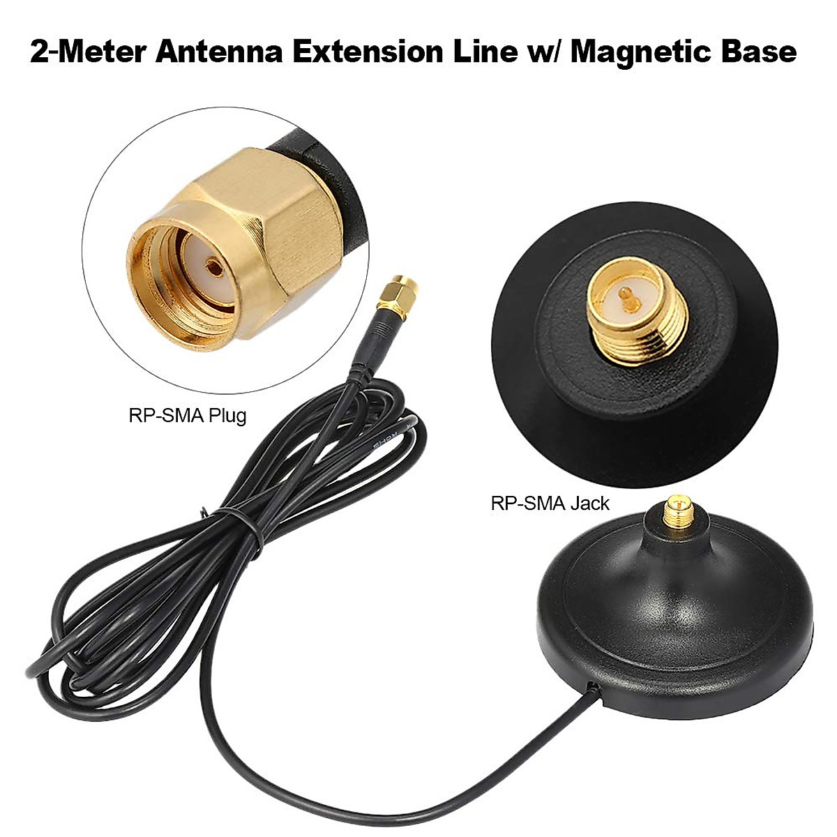 Wi-Fi Antenna Base, HUACAM HCM35N Wi-Fi Antenna Magnetic Stand Base RP SMA Male to Female Connector with 10 ft Extension Cable