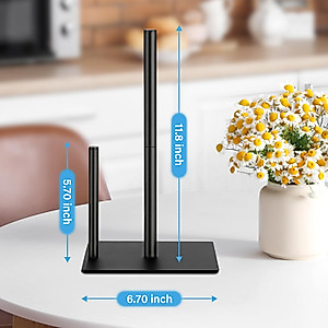Paper Towel Holder Countertop, Kitchen Paper Towels Holder Stand, Black Paper Towel Holder Stand, Kitchen Towel Holder for Large Size Rolls by Batoto (Black)