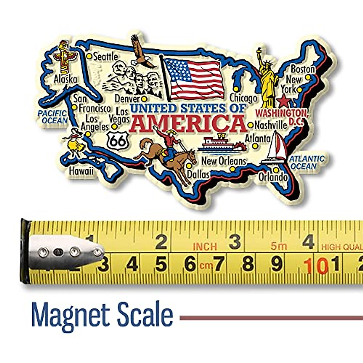 United States Jumbo Country Map Magnet by Classic Magnets, Collectible Souvenirs Made in The USA