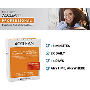 Acclean 10% Hydrogen Peroxide Teeth Whitening Strips; Dissolvable Whitening Strips for 28 Treatments; One (1) Box of 56 Dissolvable Teeth Whitening Strips