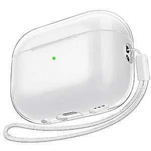 AIRSPO Airpods Pro 2nd Generation Case Cover, Clear Soft TPU Protective Cover Compatible with Apple AirPods Pro 2 Wireless Charging Case with Keychain and Lanyard (Clear)