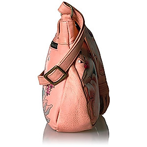 Anna by Anuschka womens Anna Anuschka,handpainted Leather Flap Hobo,vintage Garden Shoulder Handbag, Vintage Garden, One Size US