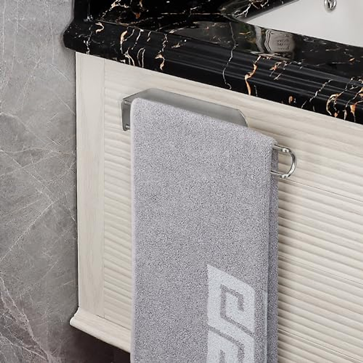 NearMoon Hand Towel Holder/Towel Ring Strong Hold Self Adhesive Bathroom Towel Bar, Thicken Stainless Steel Towel Rack- Sticky Towel Hanger, Contemporary Style, NO Drilling (Brushed Nickel)