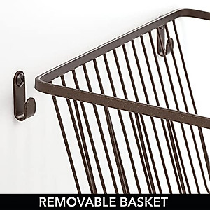 mDesign Metal Wire Wall Mounted Storage Organizer Basket Bin for Kitchen, Bedroom, Bathroom - Mountable Hanging Organization in Pantry, Closet, and Cabinet - Unity Collection - 2 Pack - Bronze