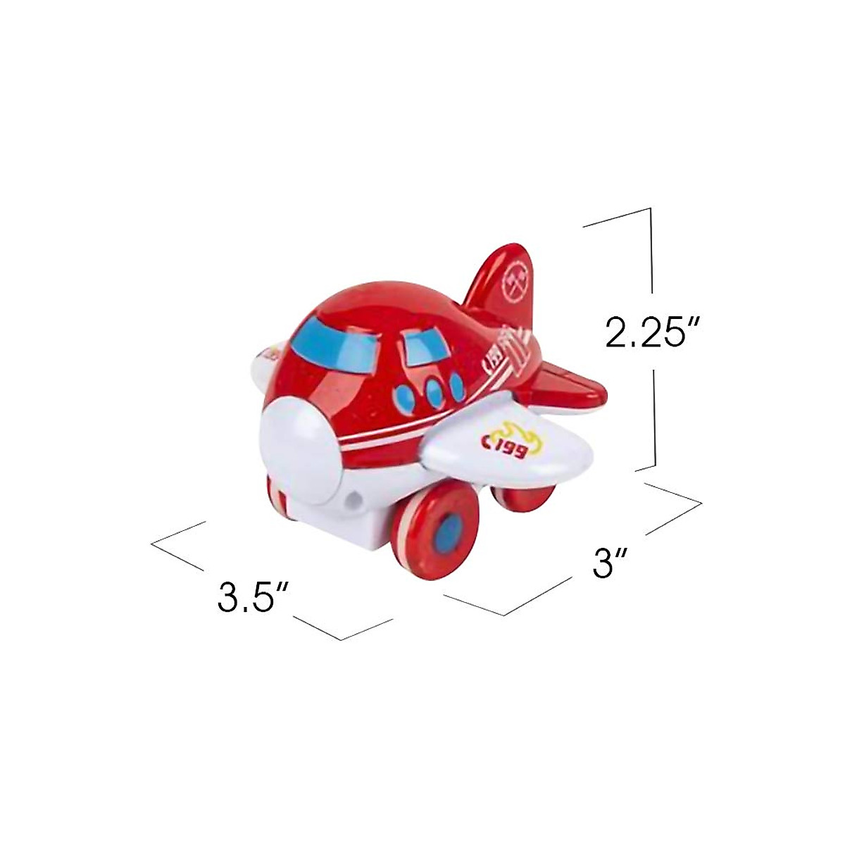 ArtCreativity Chunky Friction Airplane Toys for Kids, Set of 6, Push n Go Plane Toys with Moving Propellers and Wings, Aviation Party Favors for Boys & Girls, Pretend Play Gifts, Assorted Designs