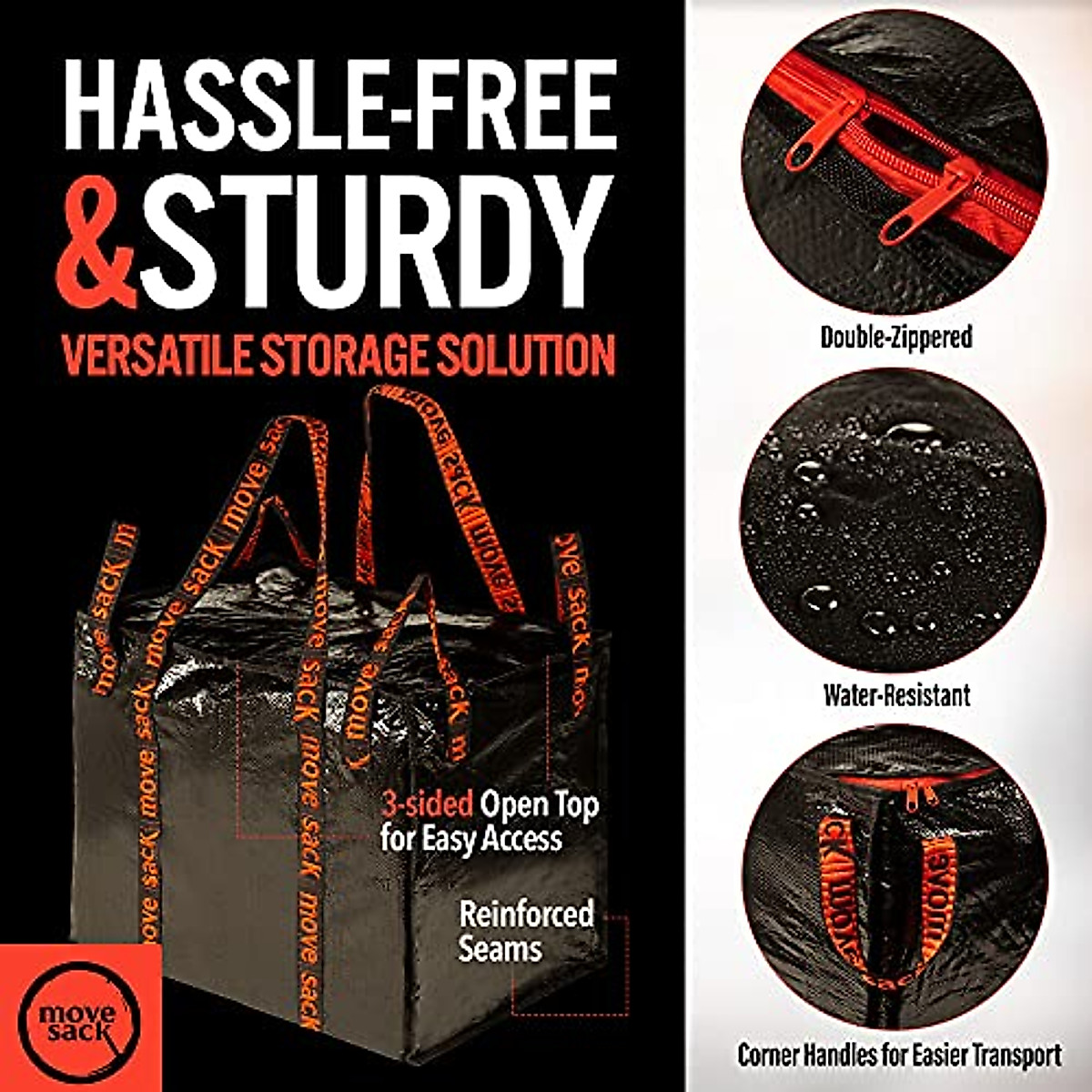 Move Sack® All-Purpose Moving Bag - Transport, Storage, Packing, Travel, College, Laundry - Moving Boxes - Garment Bags - Moving Organizer Essentials - Holder Tote Bag with Zipper