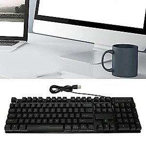 USB Gaming Keyboard, RGB Lighting Effect Thickened Low Base One Piece Design High and Low Key Design Gaming Keyboard for Gaming for Home for Office(H600 Black Characters-Single Keyboard)