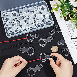 CRASPIRE 40Pcs 2 Size Acrylic Floss Bobbins Clear Embroidery Thread Transparent Drops Key Shape Cross Stitch Chips Sewing Board Organizers with Box for Craft DIY Storage