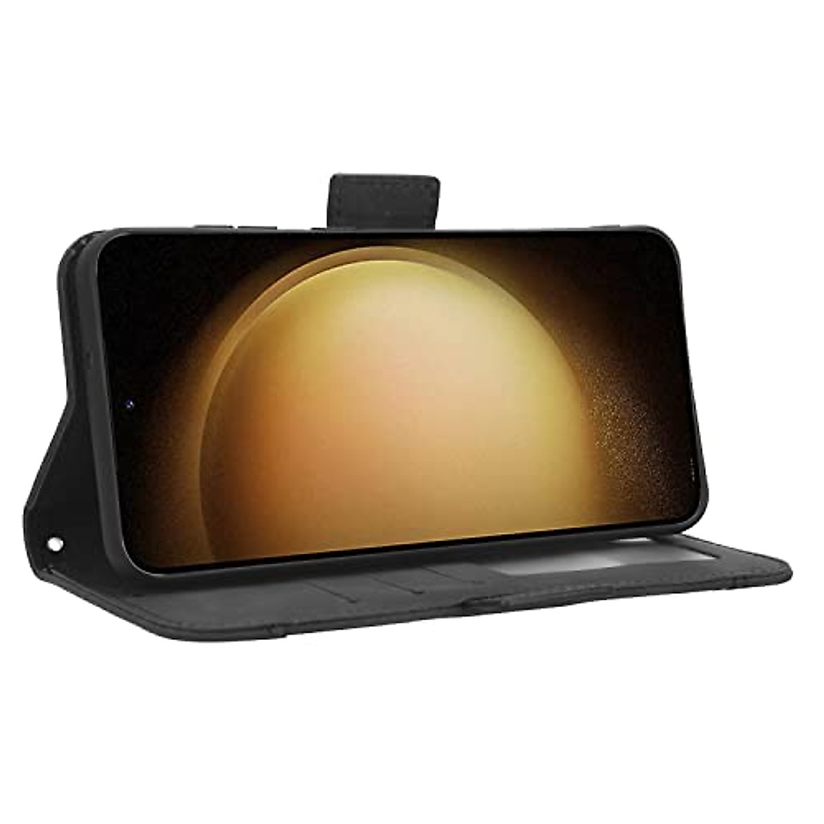 HZSANXIN Compatible with Samsung Galaxy S23 Case Flip Cover Ultra Slim Leather Bumper Retro Wallet with Stand Function Independent Card Package (Black)