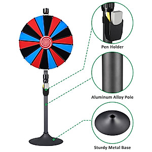 WinSpin 24 Inch Prize Wheel DIY Insertable Tabletop or Floor Stand Spinning Wheel, 18 Slots Fortune Design Carnival Spin Game, DIY Series