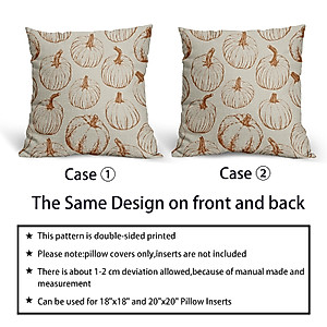 Aytipun Fall Pillow Covers 18x18 Set of 2 Burnt Orange Pumpkin Autumn Thanksgiving Harvest Decorative Throw Pillows Outdoor Cushion Case Sofa Couch Bed Decor