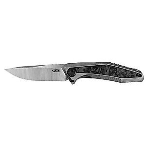 Zero Tolerance Sinkevich KVT Pocketknife; 3.4 Inch CPM 20CV Stainless Steel Blade, Bead Blasted and Machine Satin Finish, KVT Ball-Bearing System, Bead-Blasted Titanium Handle, Made in USA (0470)