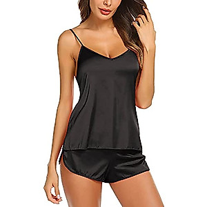 Soft Womens Pajama Sets Lace Pajamas Cami PJS Set Lace Trim Cute Teen Girls Sleepwear Pajama Set for Women