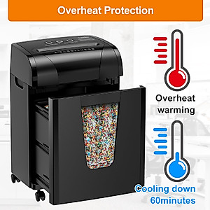 Suntiko Paper Shredder, 18-Sheet Cross Cut Level P-4, Shred Paper/Credit Card/CD, with Large Pull Out Bin，Insert Auto Jam Proof System Shredder for Home&Office