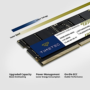 Timetec 64GB KIT(2x32GB) DDR5 4800MHz PC5-38400 Unbuffered Non-ECC 1.1V CL40 2Rx8 Dual Rank 262 Pin SODIMM Laptop Memory RAM Module Upgrade (64GB KIT(2x32GB))