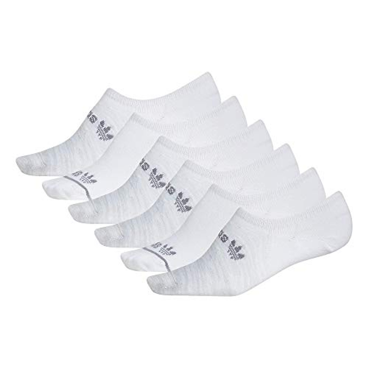 adidas Originals Women's Superlite Gradient Forum Logo Super No Show Socks (6-Pair), White/Grey, Medium